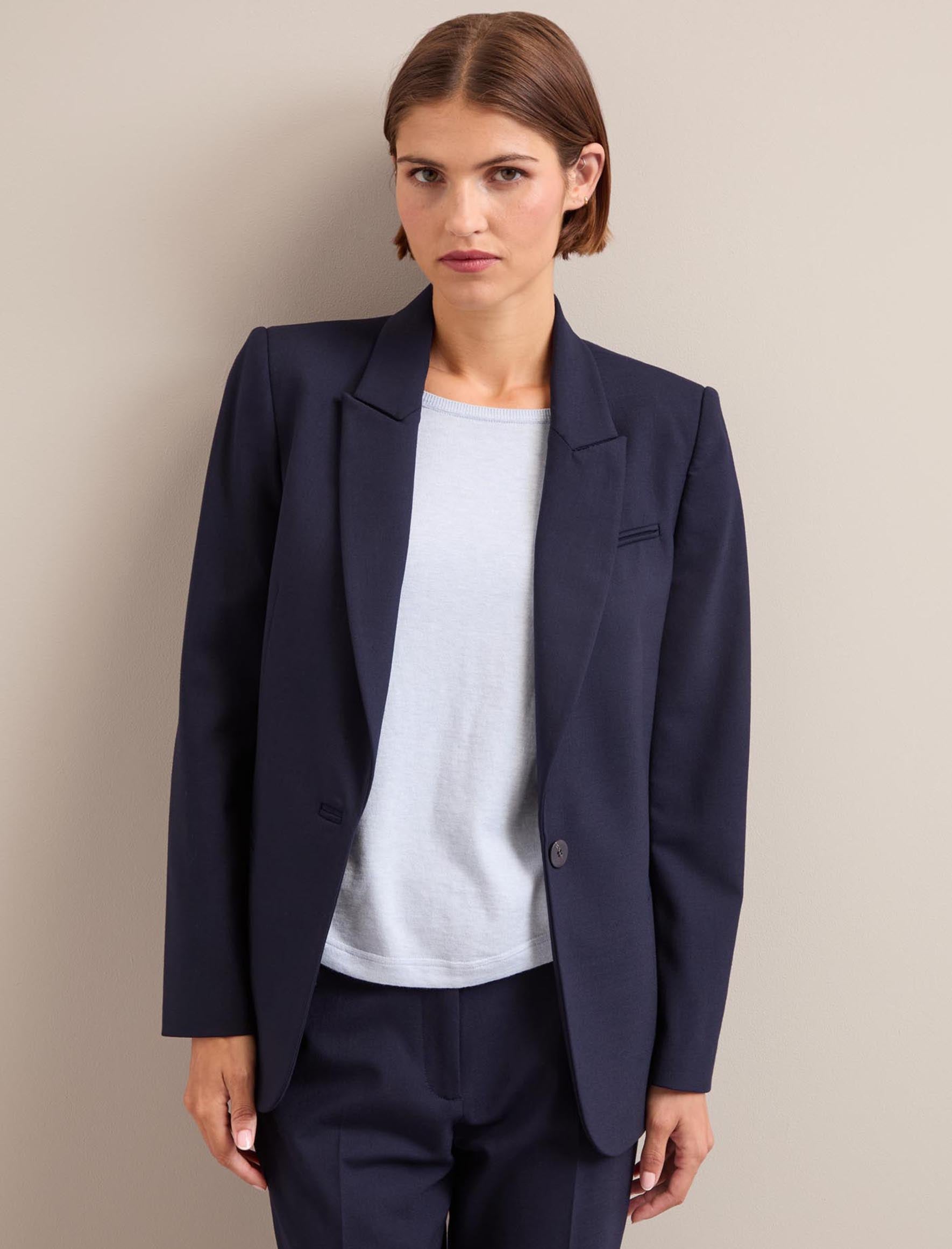 Jamie Stretch New Wool Blazer in Navy