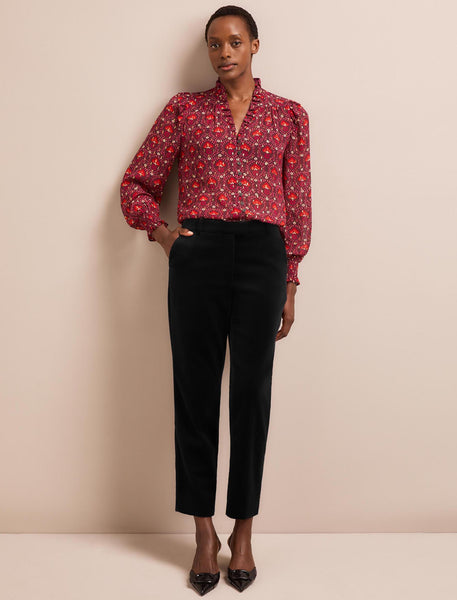 Stella Fil Coupé Blouse - Rust Burgundy Carnation Print